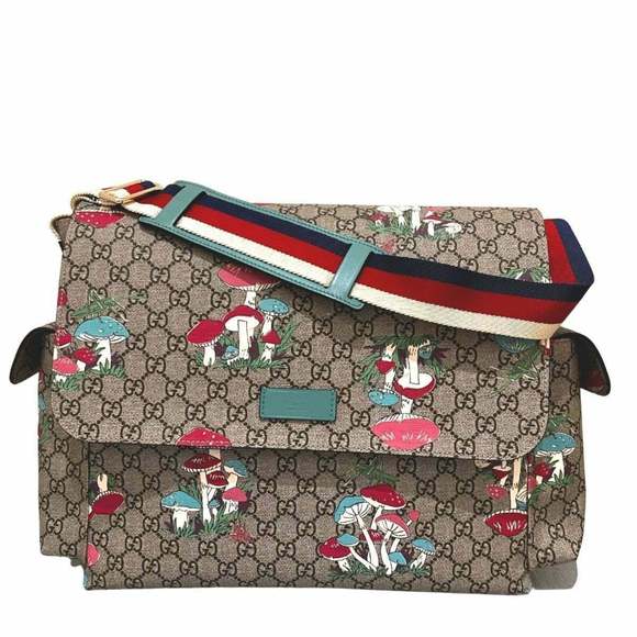 Gucci | Bags | Gucci Supreme Mushroom Canvas Baby Diaper Changing Bag ...